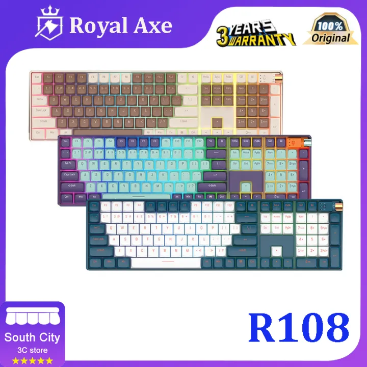 Royal Axe R108 three mode mechanical keyboard wireless Bluetooth game office keyboard 108 ...