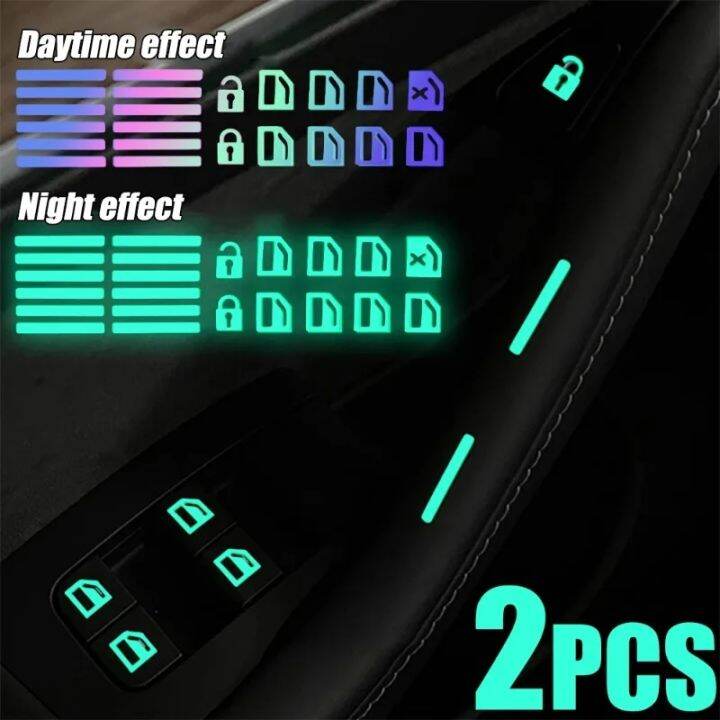 Luminous Car Window Lifter Switch Button Stickers Door Window Lift ...