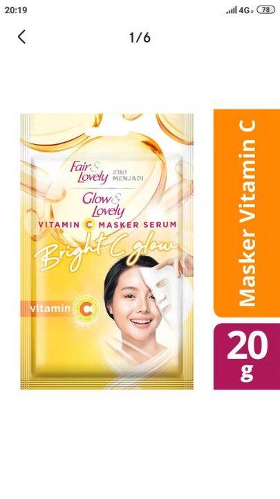 GLOW & LOVELY Vitamin C Serum Sheet Mask 20g | Lazada Indonesia