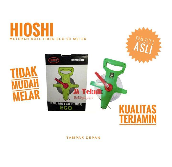 Meteran rol fiber eco Hioshi 50 M roll meter tancap tanah ukur jalan ...