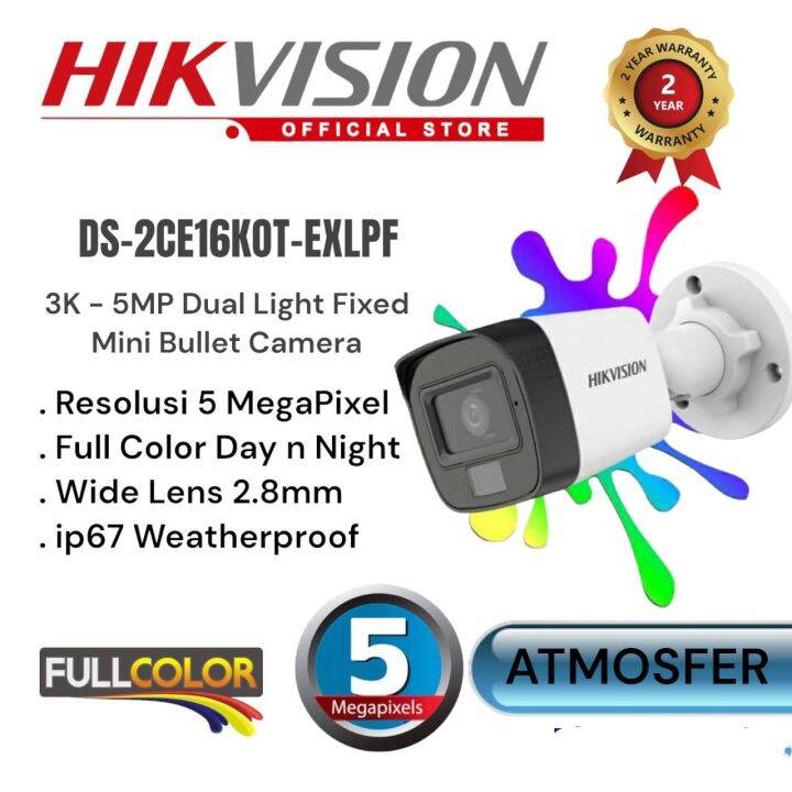 CCTV HIKVISION 5MP COLORVU DUAL LIGHT MALAM TETAP WARNA OUTDOOR ...