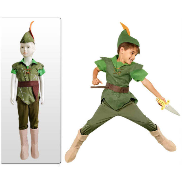 Peter Pan Costume Children's Party Boy Green Elf Peter Pan Performance ...