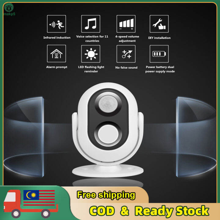 Wireless Doorbell Infrared Door Chime Battery/Usb Powered Door Dinger for Business Entry Motion ...