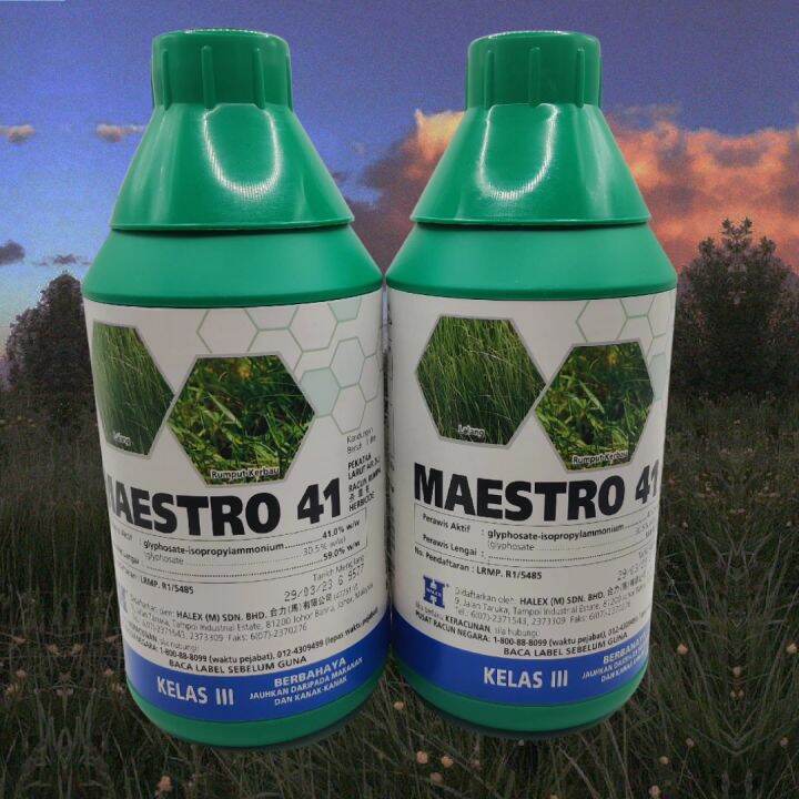 1Liter MAESTRO 41 Glyphosate 41% Kelas 3 Herbicide Racun Rumput Pokok ...
