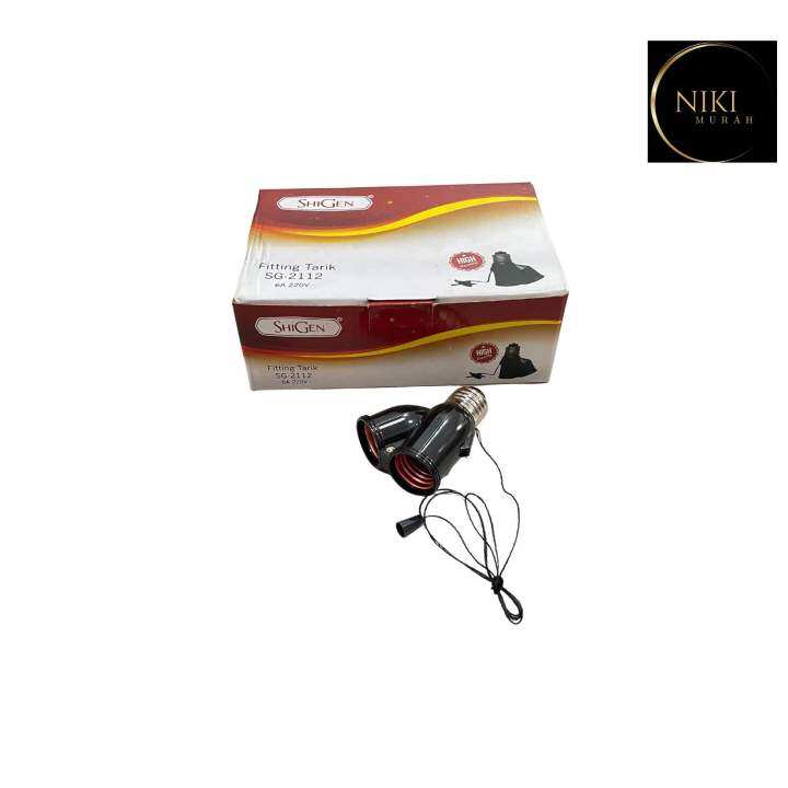 Fitting Tarik Tali SHIGEN Cabang 2 Lampu Dop LED Gantung Plafon Hitam ...