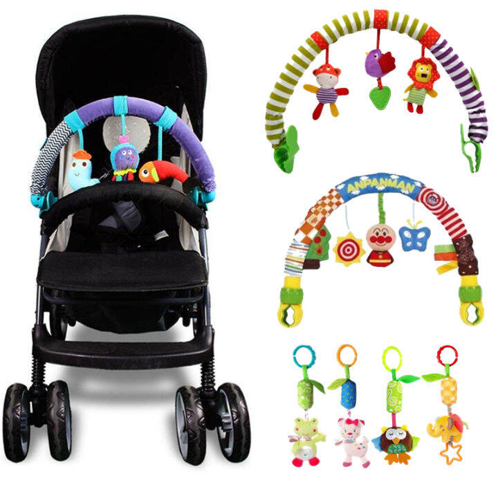 Baby Stroller Pendant Toy Plush Cartoon Animals Cute Doll Bed Clip Toys ...