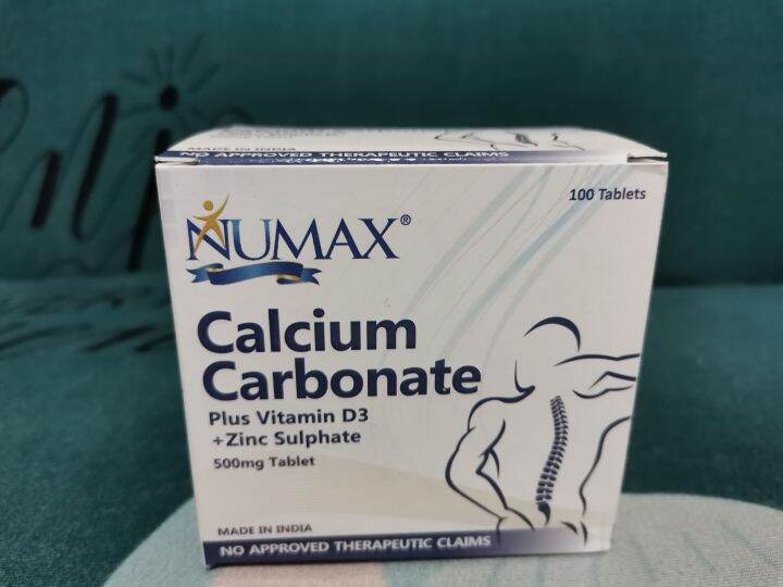 Numax Calcium Carbonate 500mg + Vitamin D3 + Zinc (Box of 100's ...