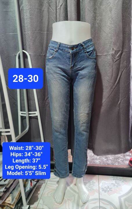 Blue Jeans Tattered Denim Mid Waist Pants Size 28" to 30" Waist DPBLU42 ...