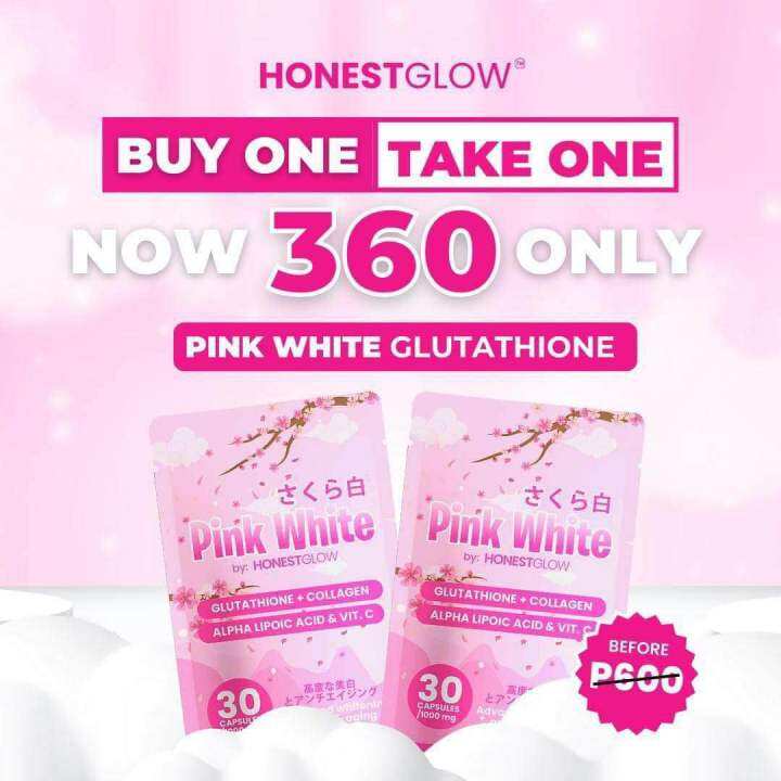 Honest Glow Pink White Capsule Premium Glutathione + Collagen 30caps ...