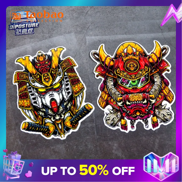 JDM Mech Warrior Cartoon Trend Fuel Tank Cap Stickers Car Body ...