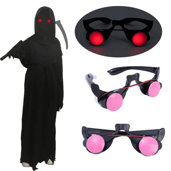 Halloween Horror Grim Reaper Red Eyes Glasses Cosplay Props Terrifying ...