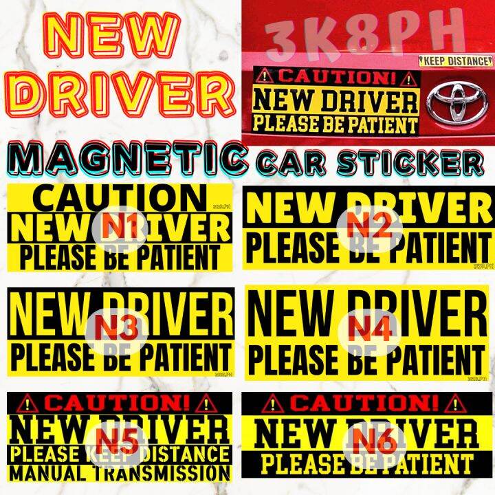 NEW DRIVER | MAGNETIC CAR STICKER | different designs of NEW DRIVER ...