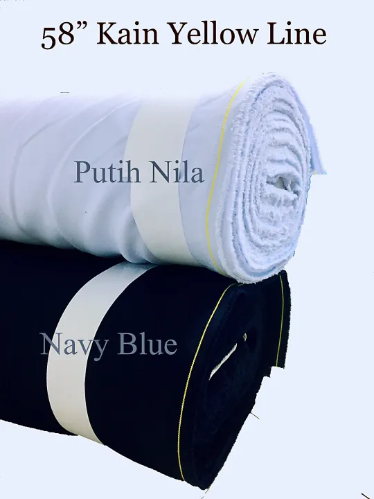 (Roll) 58" Kain Garbedin/ Kain Yellow Line/ Kain Uniform (50meter) | Lazada