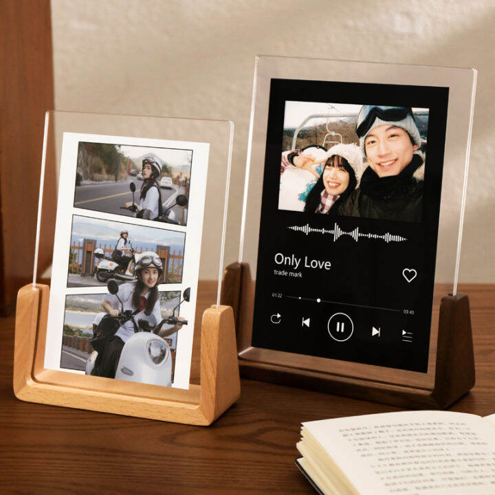 Solid Wood U-Shaped Photo Frame Acrylic Transparent Custom 6-Inch 7 ...