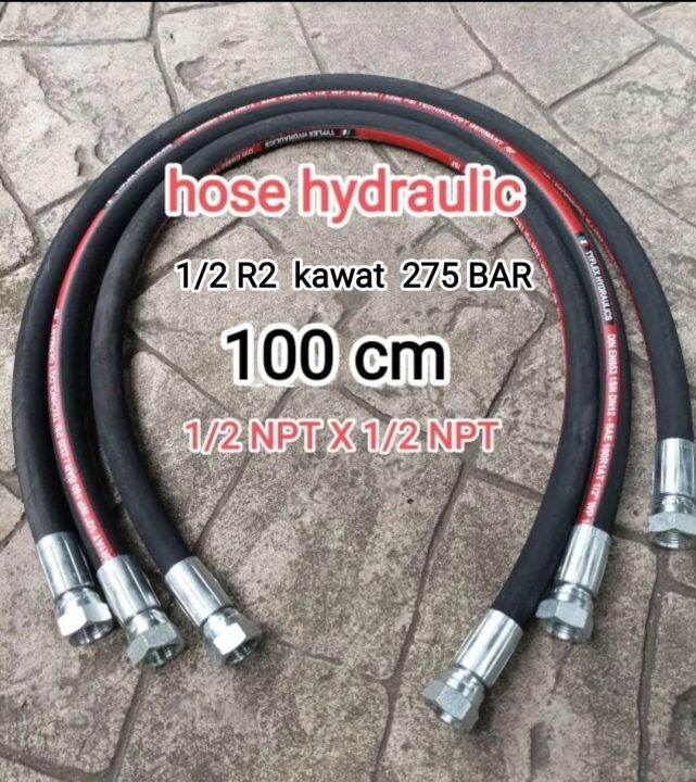selang hidrolik hose hydraulic 1/2 R2 100 cm 1/2 NPT X 1/2 NPT | Lazada ...
