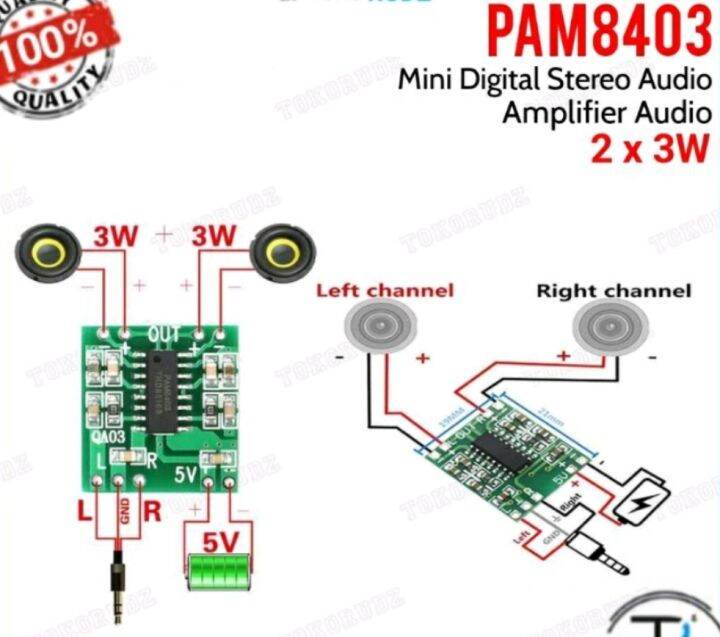 PAM 8403 PCB MODUL AMPLIFIER 5V 2X3 WATT | Lazada Indonesia