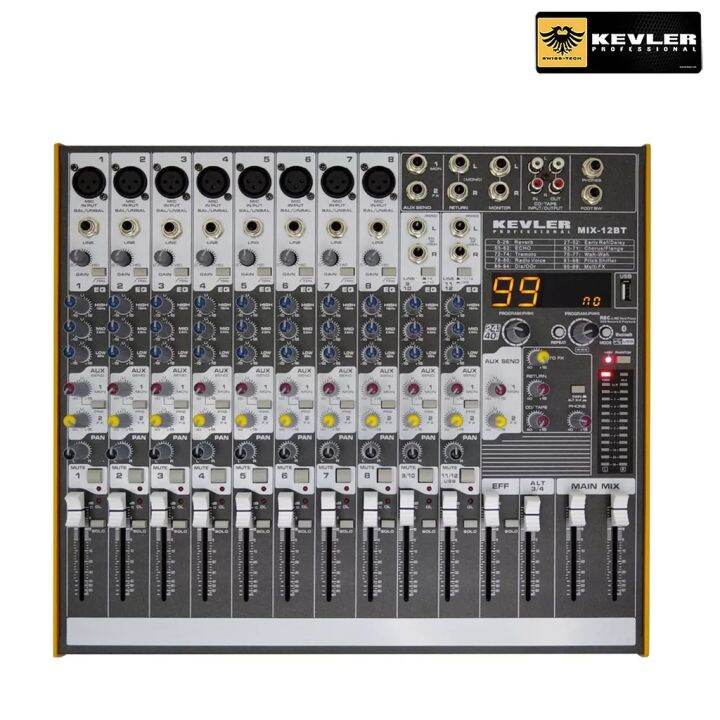 Kevler MIX-12BT 12" Channel Conpact Mixer with 24 BIT 99 DSP Digital ...