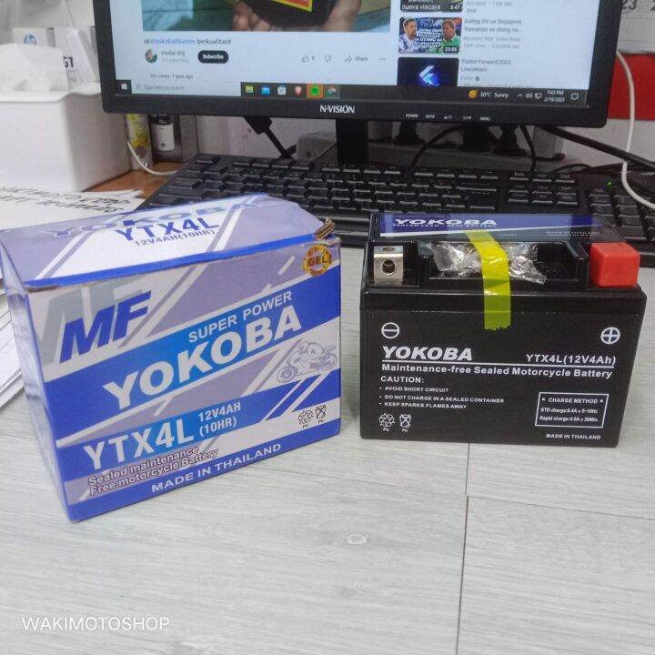 Battery YOKOBA YTX4L Beat Scooter Made In Thailand fit Also for Sky ...