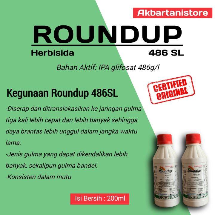 Herbisida Roundup - 200ml Pembasmi Rumput Liar Sawah, Kebun dan ...