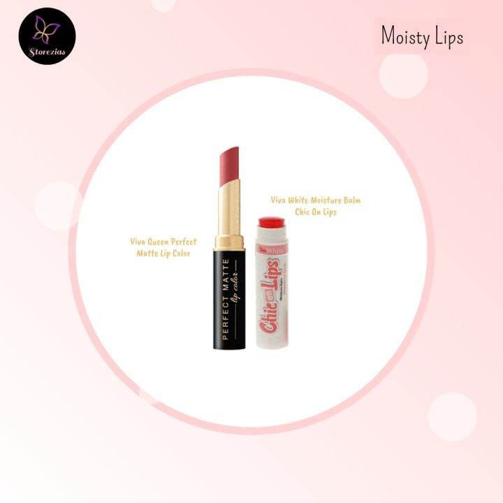 🌸 Storezias 🌸 Viva Cosmetics Paket Moisty Lips (Isi Lipstick + Lip Balm ...