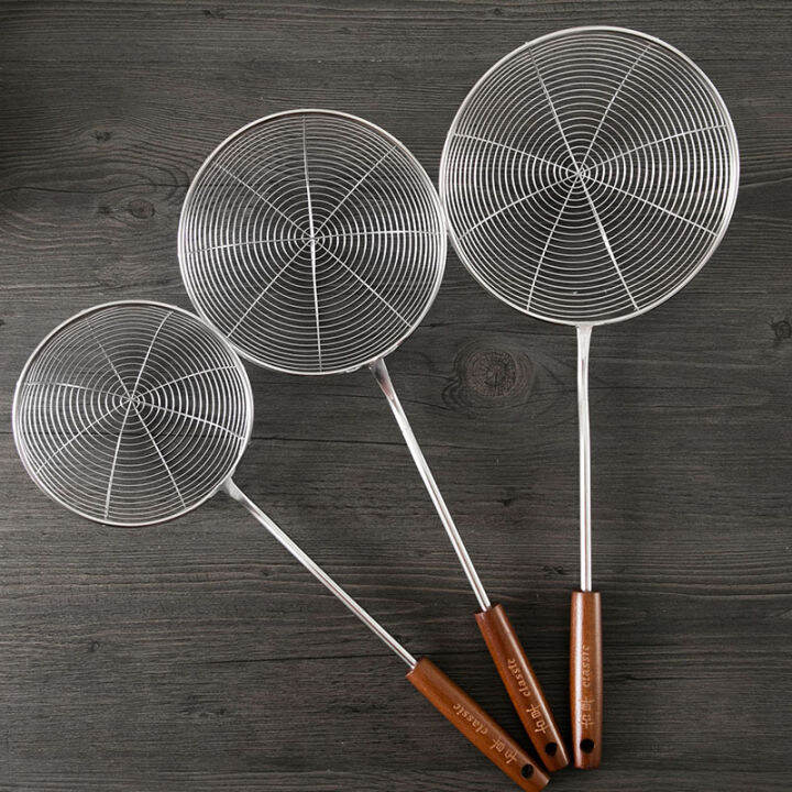 Jujia Jia กระชอนสแตนเลสช้อนตักก๋วยเตี๋ยวหม้อไฟด้ามไม้ใช้ในครัวเรือน ...