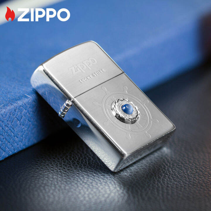 Zippo Blue Lucky Stone Emblem Design Windproof Pocket Lighter ZBT-1-26A Limited Edition（ Lighter ...