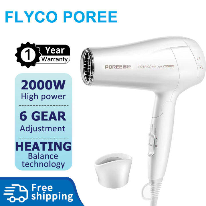 Flyco Máy Sấy Tóc Poree Chuyên Nghiệp 2000W 6 Tốc Độ Điều Chỉnh Nhanh Khô Tiện Dụng Gấp Gọn Mang ...