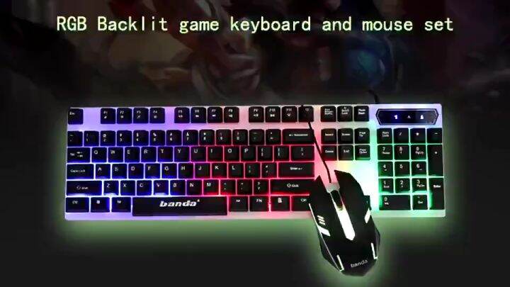 LED backlight waterproof Wired Gaming Keyboard Mouse Kit Mechanical ...
