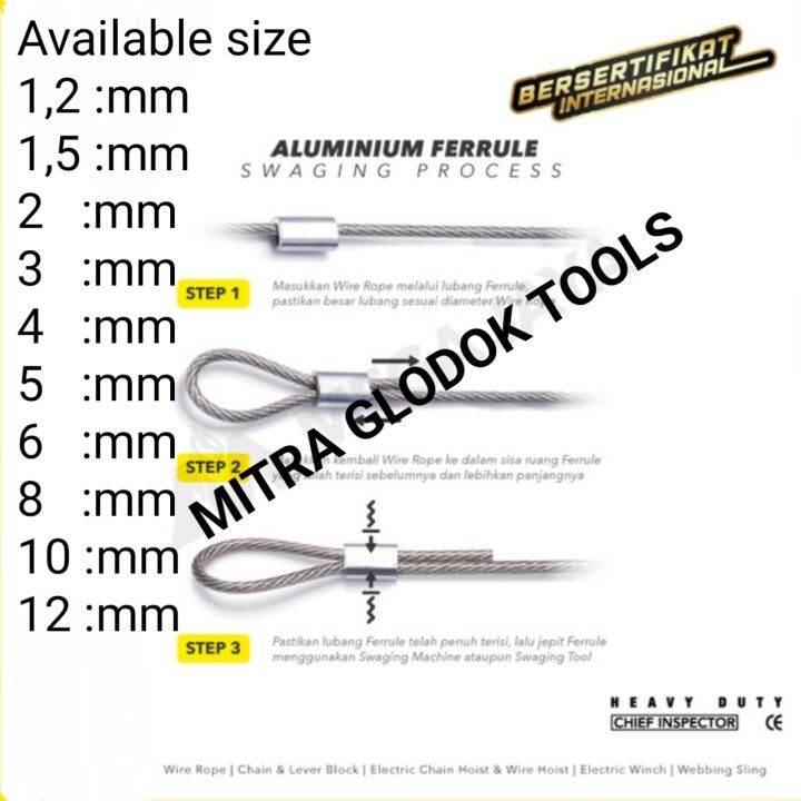 Crimp ferrule ukuran 1,2 mm sampai 12 mm klem seling aluminium ferrule ...