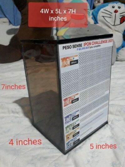 alkansya glass ipon challenge 4Wx5Lx7H inches | Lazada PH