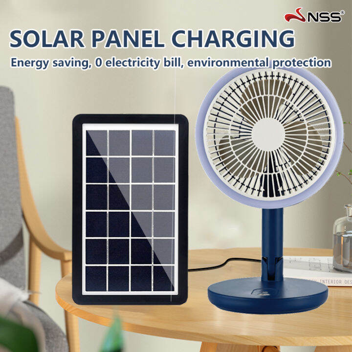 Nss solar electric fan 8 inch foldable USB Rechargeable portable Table ...