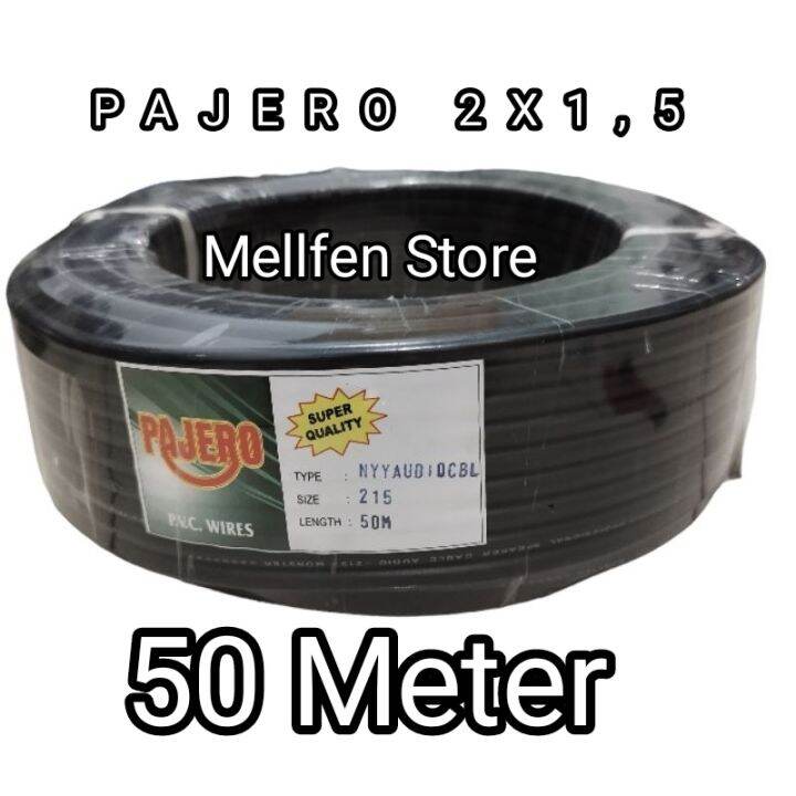 Kabel listrik PAJERO 2x1,5 (50 meter) hitam kabel listrik isi 2 serabut ...