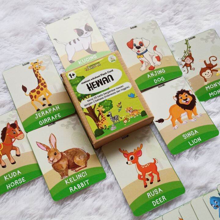 flash card flashcard anak kartu pintar seri hewan | Lazada Indonesia
