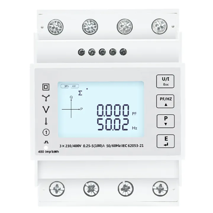 100A Modbus 4สายสามเฟสมัลติฟังก์ชั่ราง Din พลังงานเมตร RS485 SDM ...