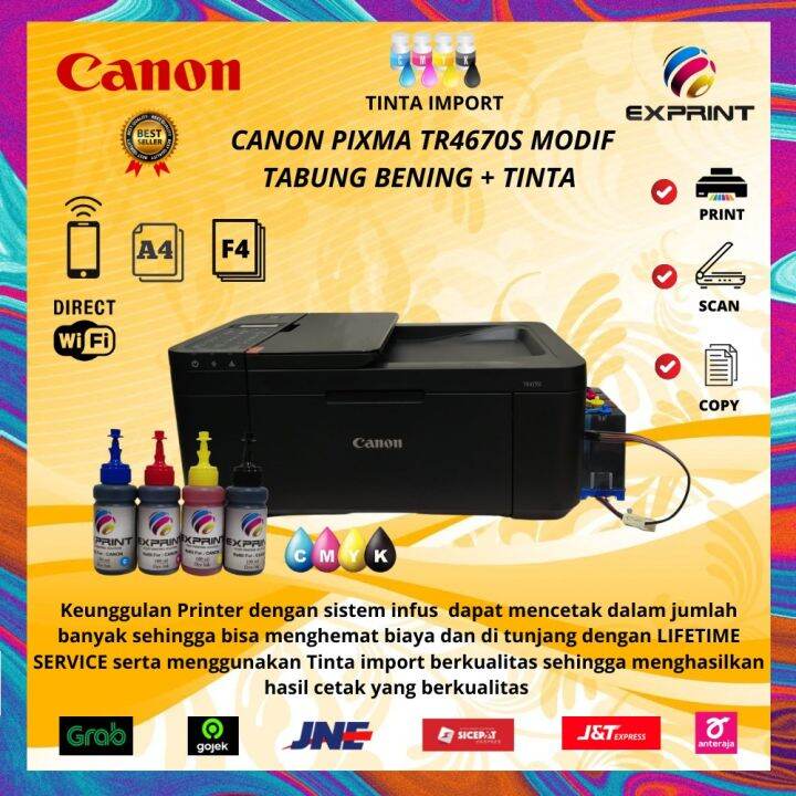 Printer Canon Pixma TR4670s Print Scan Copy Fax Adf + Wifi Infus Tabung ...