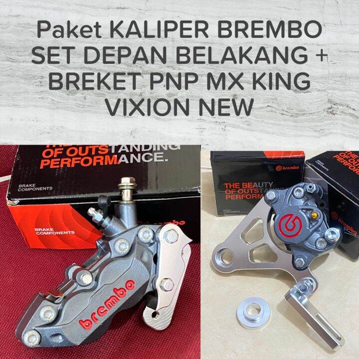KALIPER SET BREMBO DEPAN BELAKANG + BREKET UNTUK MX KING ALL VIXION NVA NVL MX NEW 4 PISTON 2 ...