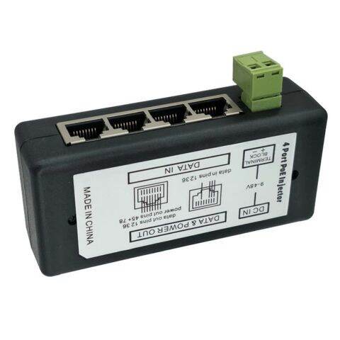4 Port POE Injector 12V-48V POE Splitter for CCTV Network POE Camera ...