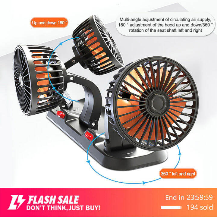 🔝 original 360 rotating cooling fan double headed air car motor usb for ...