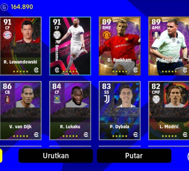 Akun eFOOTBALL 2022 Legendary BECKHAM & GASCOIGNE Bonus Benzema Lewandowski Van Dijk | Lazada ...