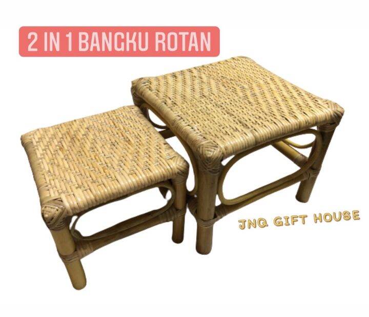 [READT STOCK 🇲🇾]2 in 1 Bangku Rotan Kerusi Rotan Tradisional Rattan ...