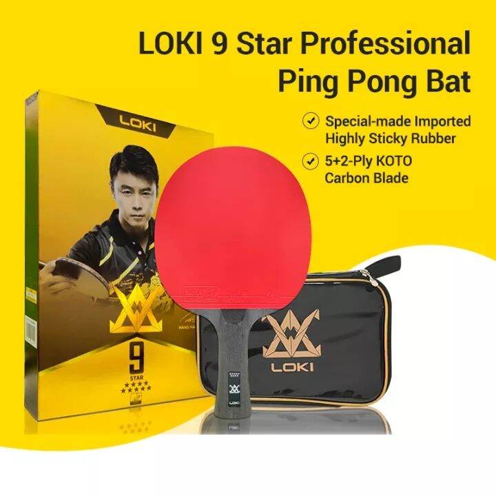 Loki 7/8/9 bintang profesional Ping Pong Bat dengan tas asli serangan-loop tinggi lengket raket ...