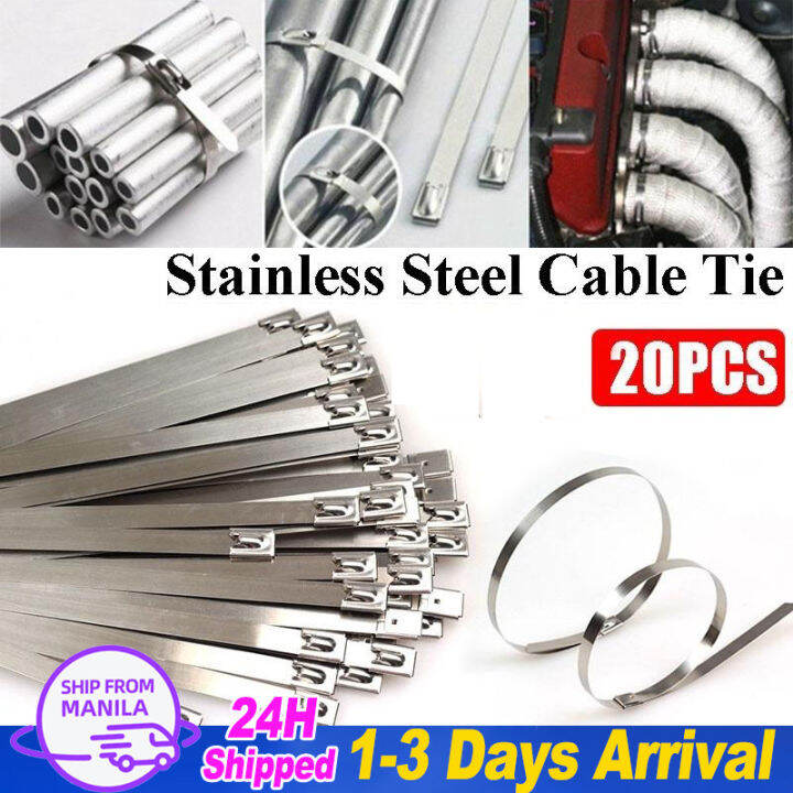 🔥Fast Shipping🔥20Pcs 304 Stainless Steel Metal Cable Ties 4.6mm Heavy Duty Self-Locking Cable ...
