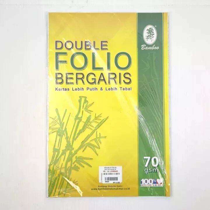 BAMBOO Kertas Tulis Double Folio Bergaris 70 Gsm isi 20 Lembar | Lazada ...