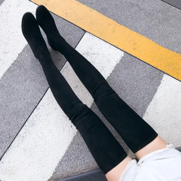 70cm Ultralong Overknee Long Boots Female Flat Bottom Extended to Thigh Root Boots Slim-Fit ...