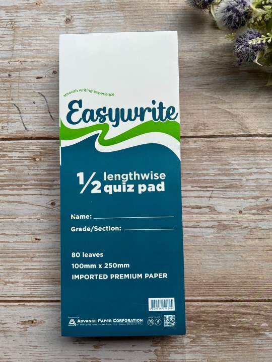 Advance Easywrite 1/2 Lengthwise Quiz Pad 80 Leaves (10 Pad) | Lazada PH