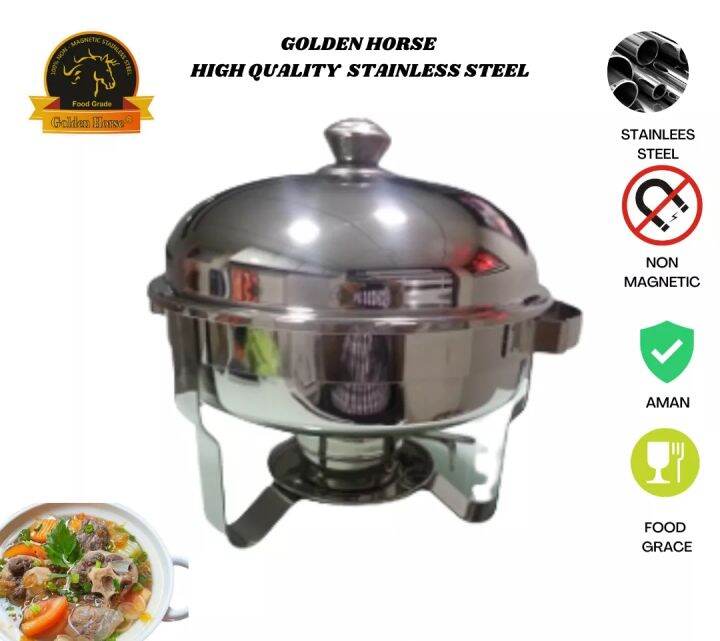 Pemanas Sop Bulat 3lt / Round Chafing Dish 3lt Golden Horse | Lazada ...
