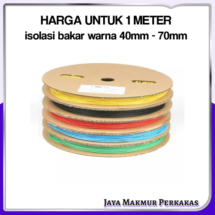 1 Meter isolasi bakar warna merah biru kuning hijaw dan hitam Ukuran 40 ...