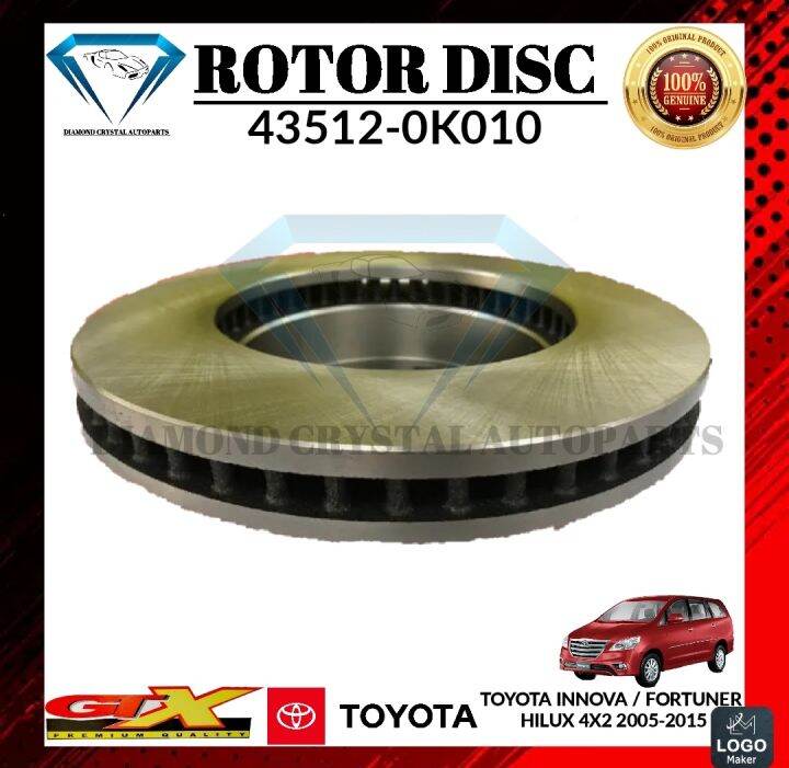 ROTOR DISC TOYOTA INNOVA / HILUX / FORTUNER 2005-2015 (FRONT) P/N ...