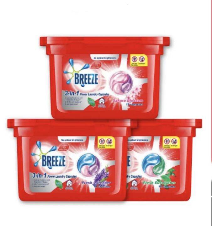 Breeze 3in1 Capsule Detergent 18s Fresh Lavender / Sakura Blossom ...