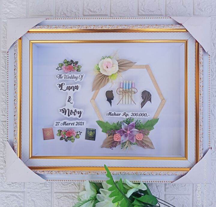 Souvenir Mahar Pernikahan Bingkai Uang Cantik Custom Unik Elegan Modern Murah Meriah | Lazada ...